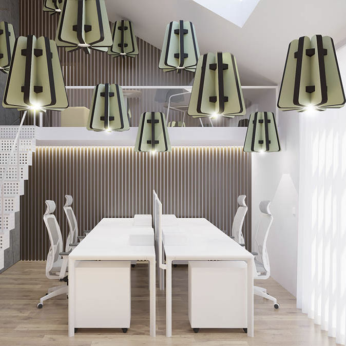 Ceiling sound-absorbing panel - RADIAL ECOBAFFLE® - Acustico - hanging ...