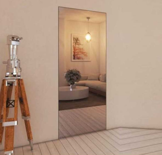 Door with mirror - PORTE ITALIANE - interior / wooden / aluminum