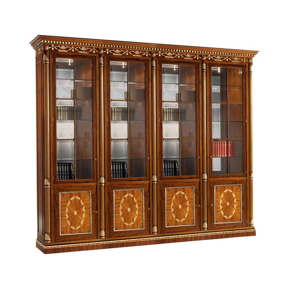 Free-standing bookcase - L67 - Francesco Molon - classic / palisander / glass