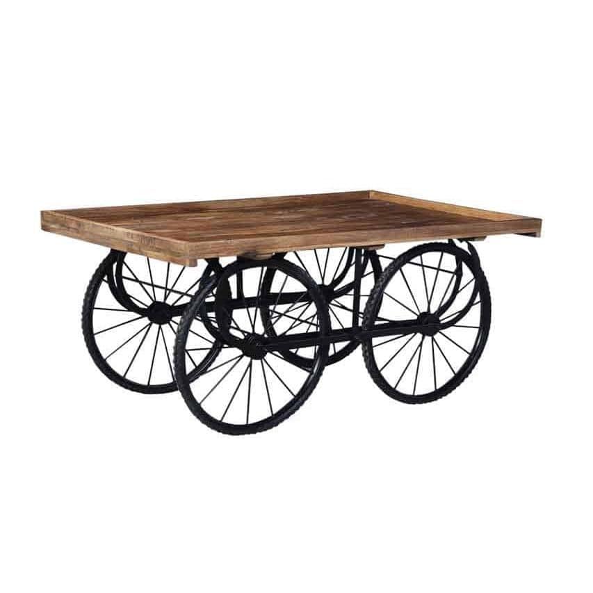 Vintage sideboard table - BIG WHEEL - GrandDécor - wooden / metal base ...