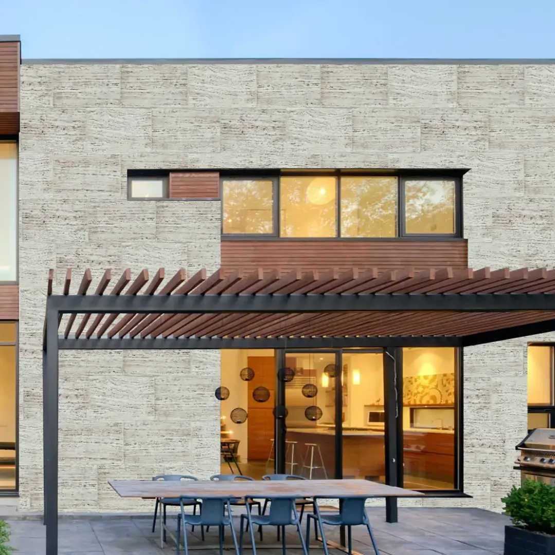 Travertine wall cladding - NATRON - Thermostone - interior / exterior ...