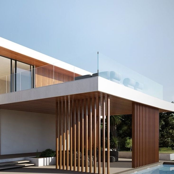 Louvered privacy screening - ForMe - extruded aluminum / wood look ...