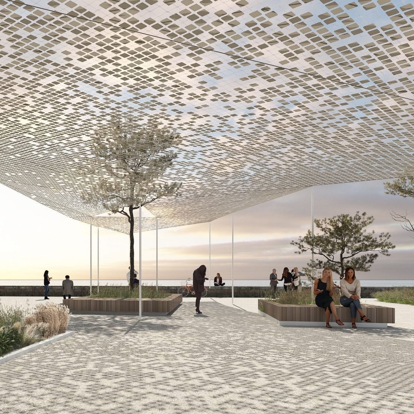 Architectural wire mesh - Solid Studio - stainless steel / concrete ...