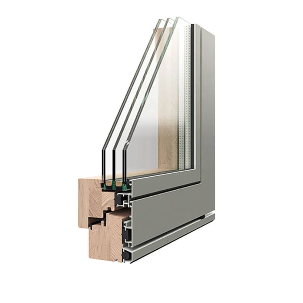 Wood-aluminum window - PLANUS - Caiframe - aluminum / glass / wooden