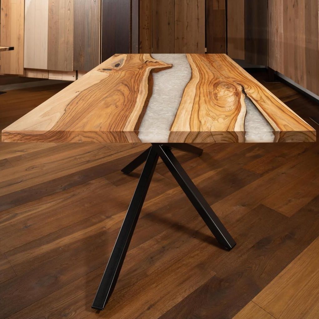 Contemporary table - BRUNO SRL - resin / wooden / aluminum base