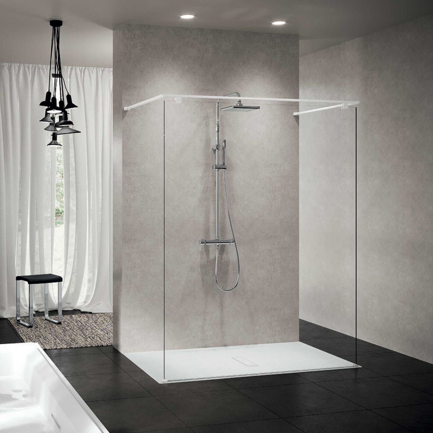 Fixed shower screen - KUADRA HF - NOVELLINI - corner / tempered glass ...