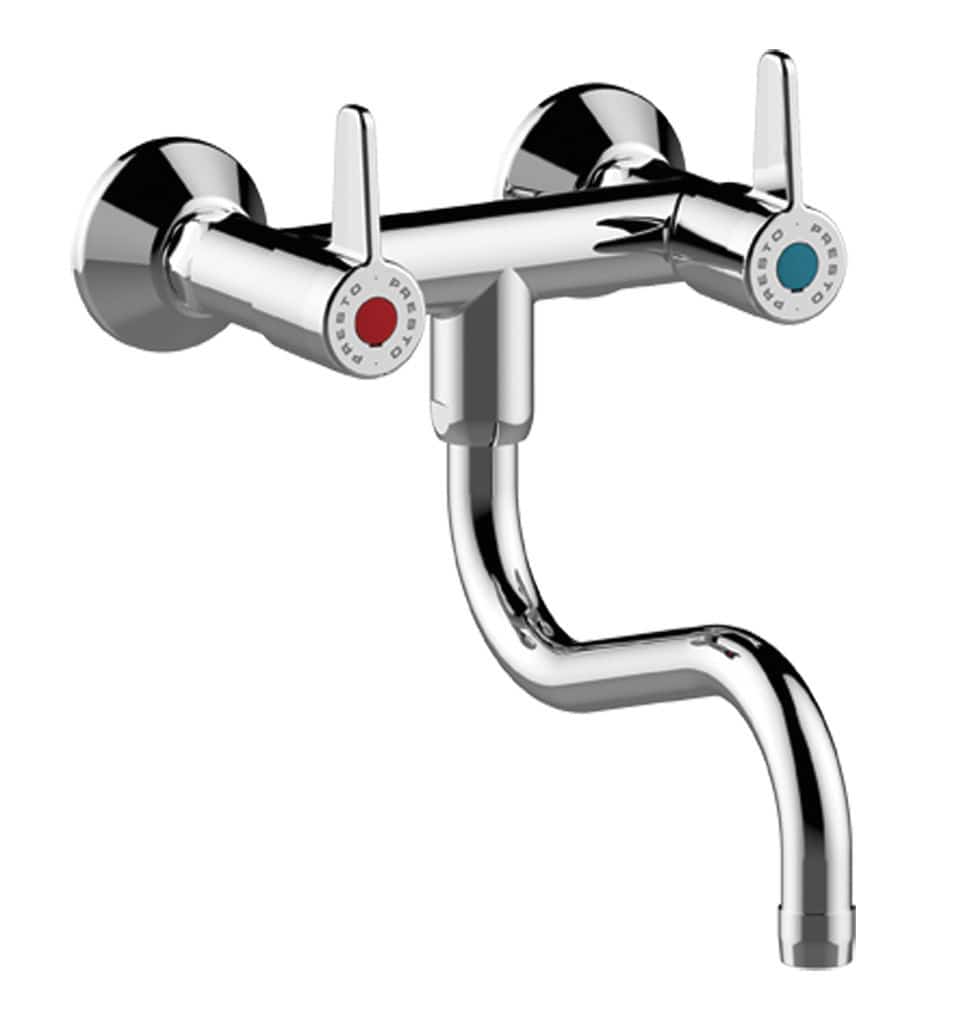 Wall-mounted double-handle mixer tap - 70842 - PRESTO - chrome-plated ...