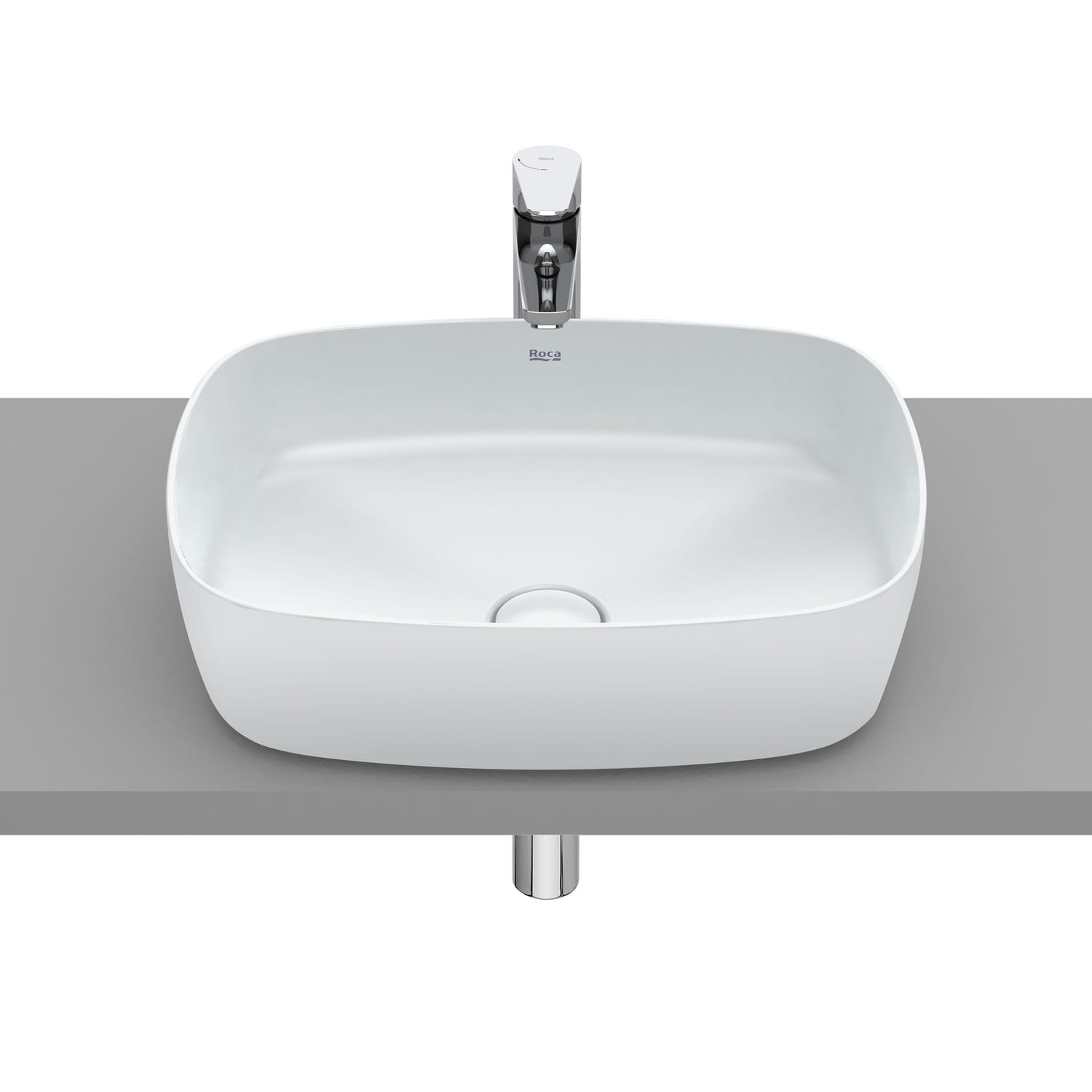 Countertop washbasin - INSPIRA SOFT - ROCA - porcelain / rectangular ...