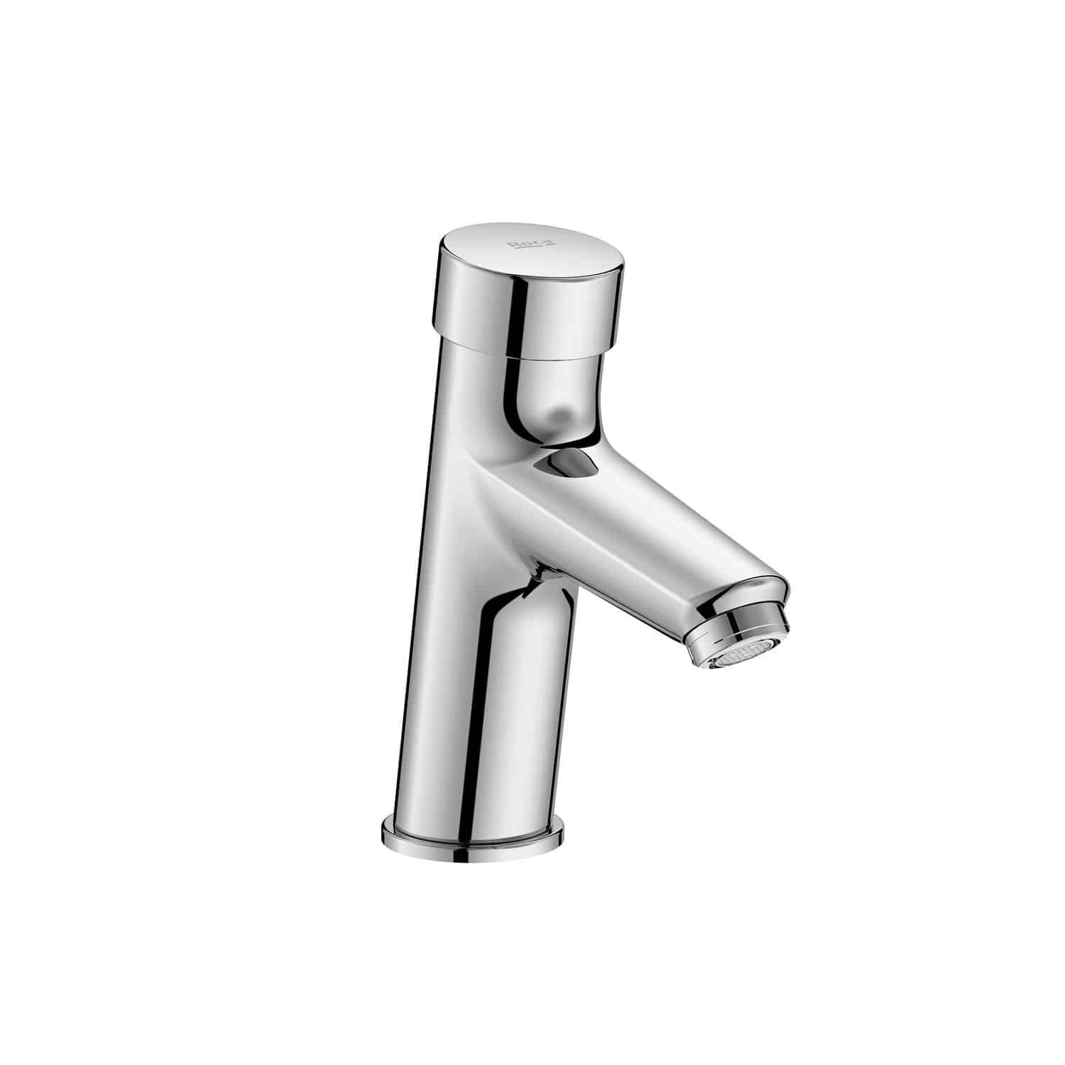 Washbasin single tap - FLUENT - ROCA - countertop / self-closing / brass