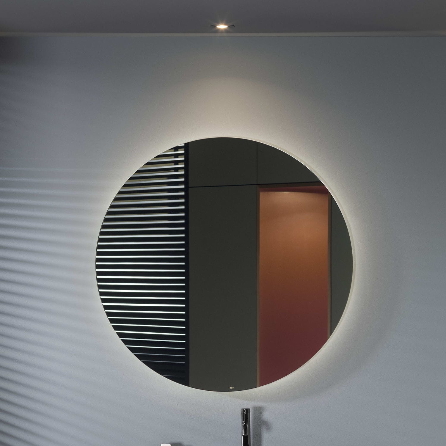 Wall-mounted mirror - LUNA - ROCA - contemporary / round / gray