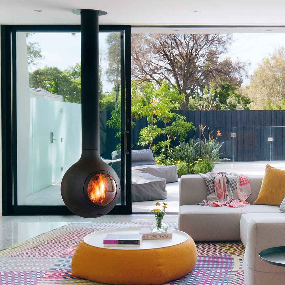 Wood-burning fireplace - BATHYSCAFOCUS HUBLOT - Focus Creation - original design / hanging ...