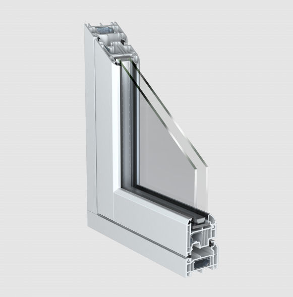 Glass window - FLUSH SASH - KÖMMERLING - PVC / sash / fixed