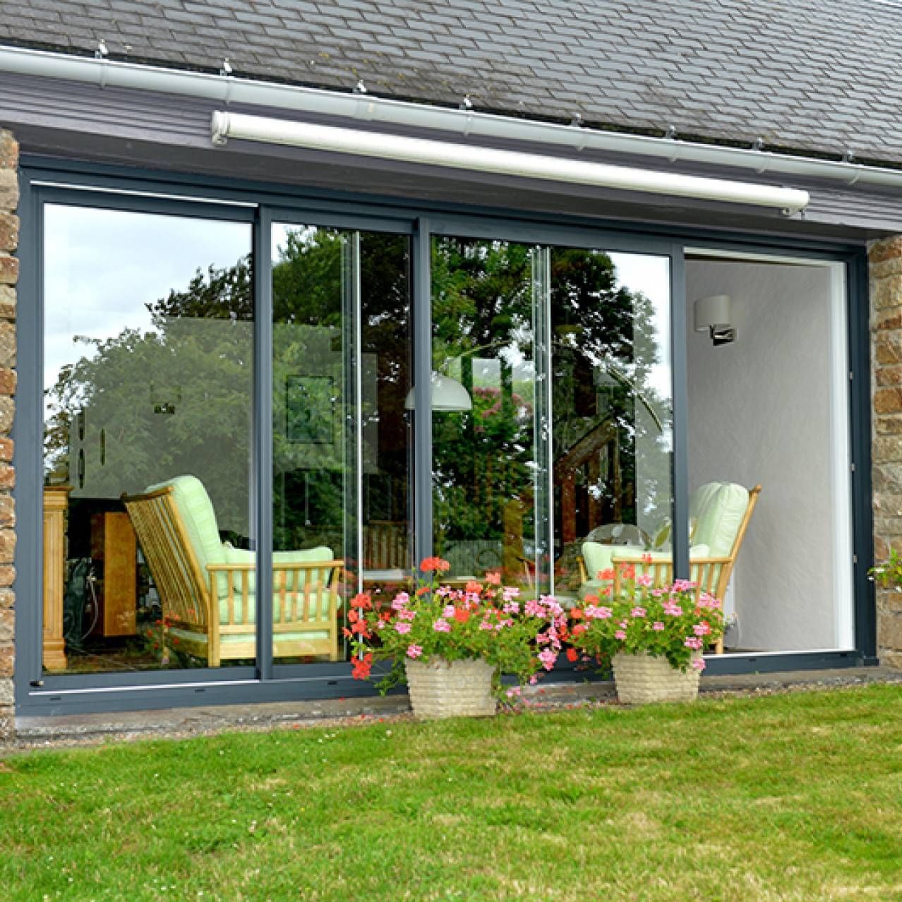 Sliding patio door - CA80 - TRYBA - aluminum / fiberglass / double-glazed