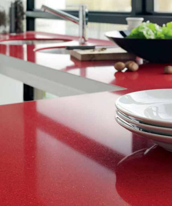 Quartz composite countertop - STONE ITALIANA - kitchen / square edge
