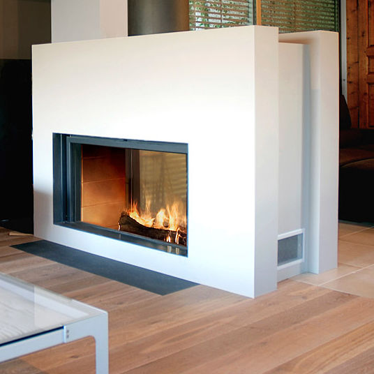 Double-sided fireplace insert - 21-125 DF - Stûv - wood-burning / steel ...