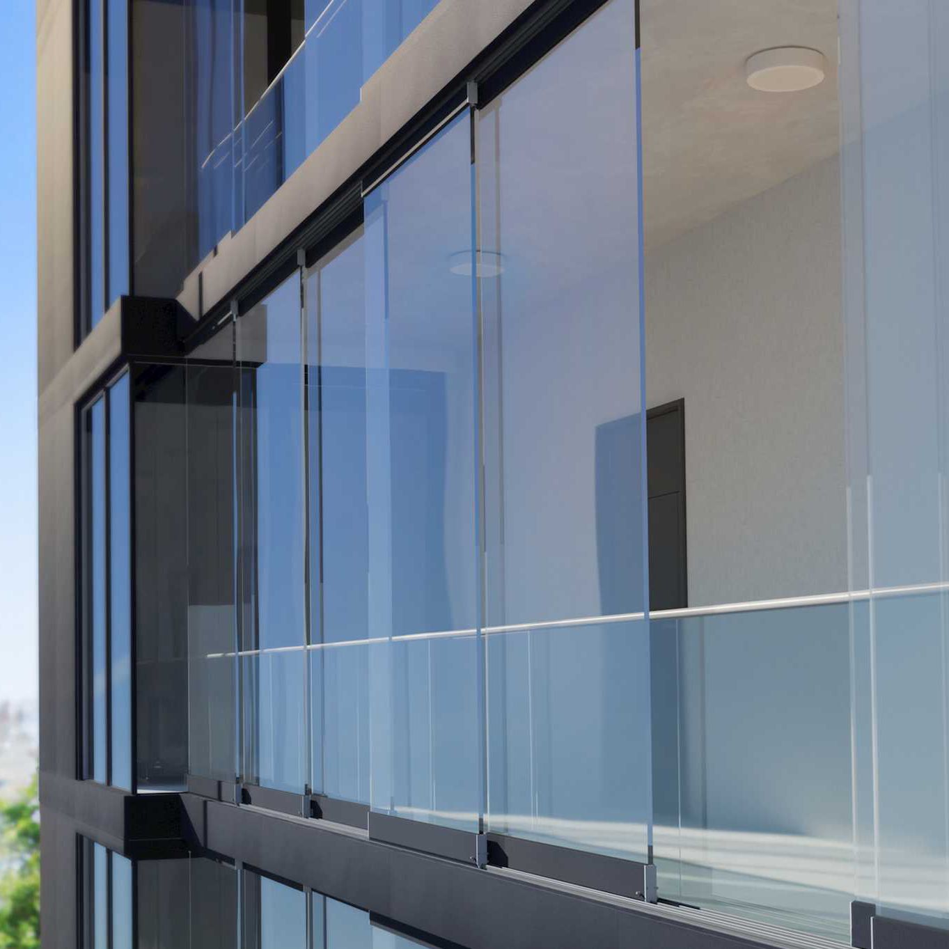 Glass panel balcony - Proline S Mega - SOLARLUX - glass / aluminum ...