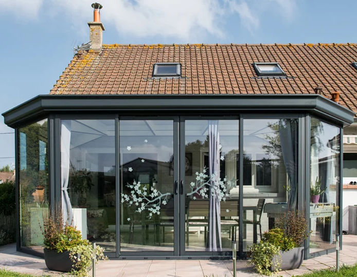 Glass conservatory - 7700 - Sepalumic - aluminum / with sliding door ...
