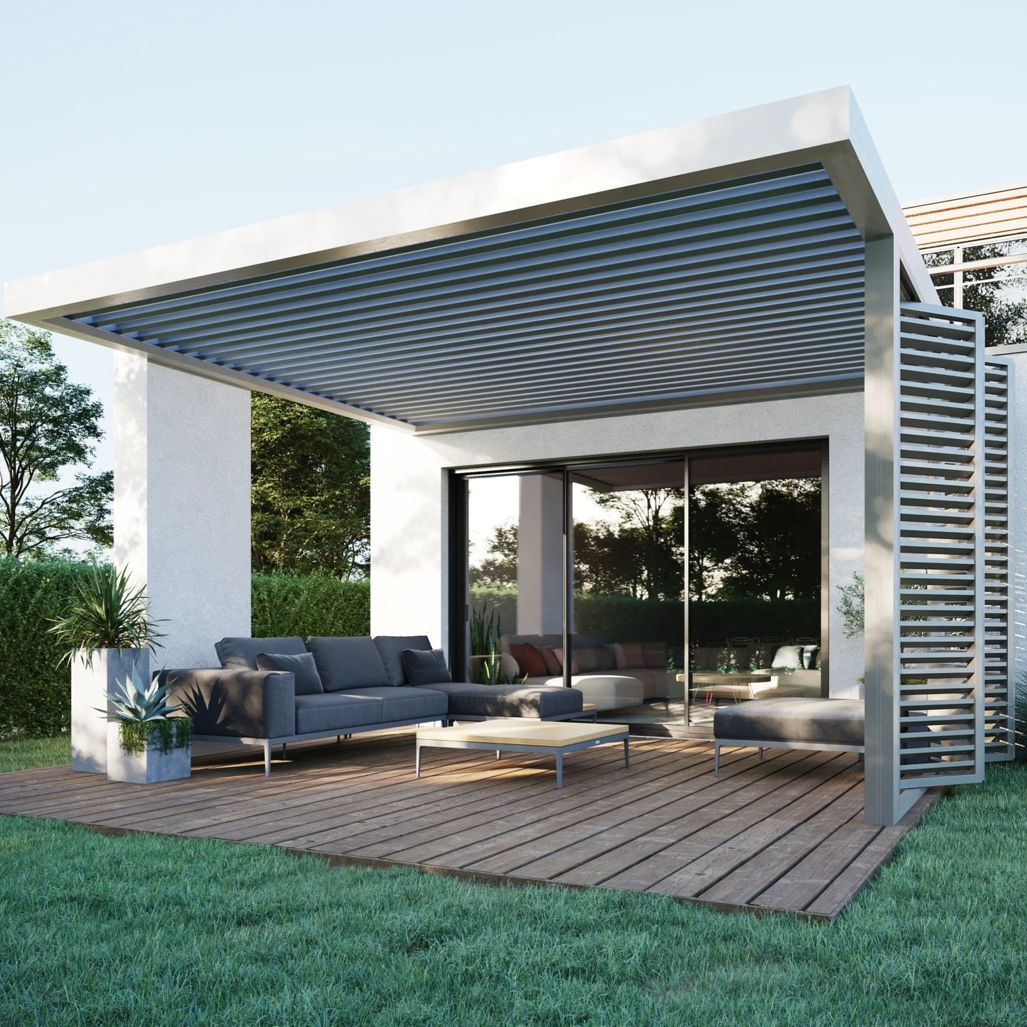 Bioclimatic pergola - 7300 - Sepalumic - self-supporting / wall-mounted ...