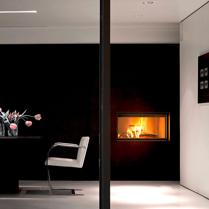 Wood-burning fireplace - PLASMA 95 - MCZ - wall-mounted / Single-sided ...