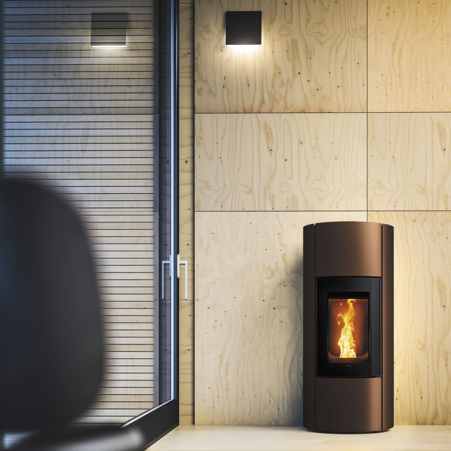 Pellet heating stove - MOOD CORE - MCZ - 8 kW / floor-mounted ...