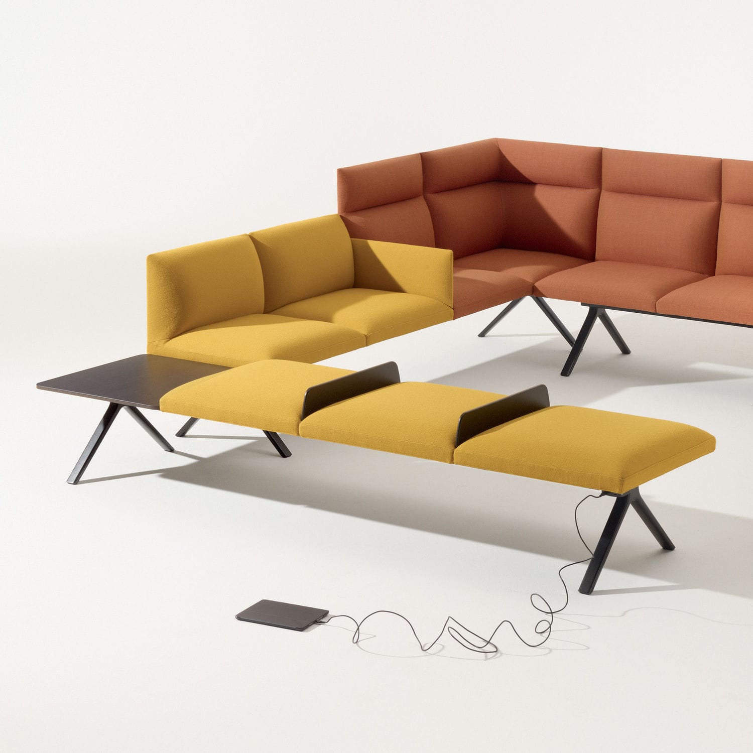 Modular upholstered bench - KIIK - Arper - contemporary / fabric / commercial