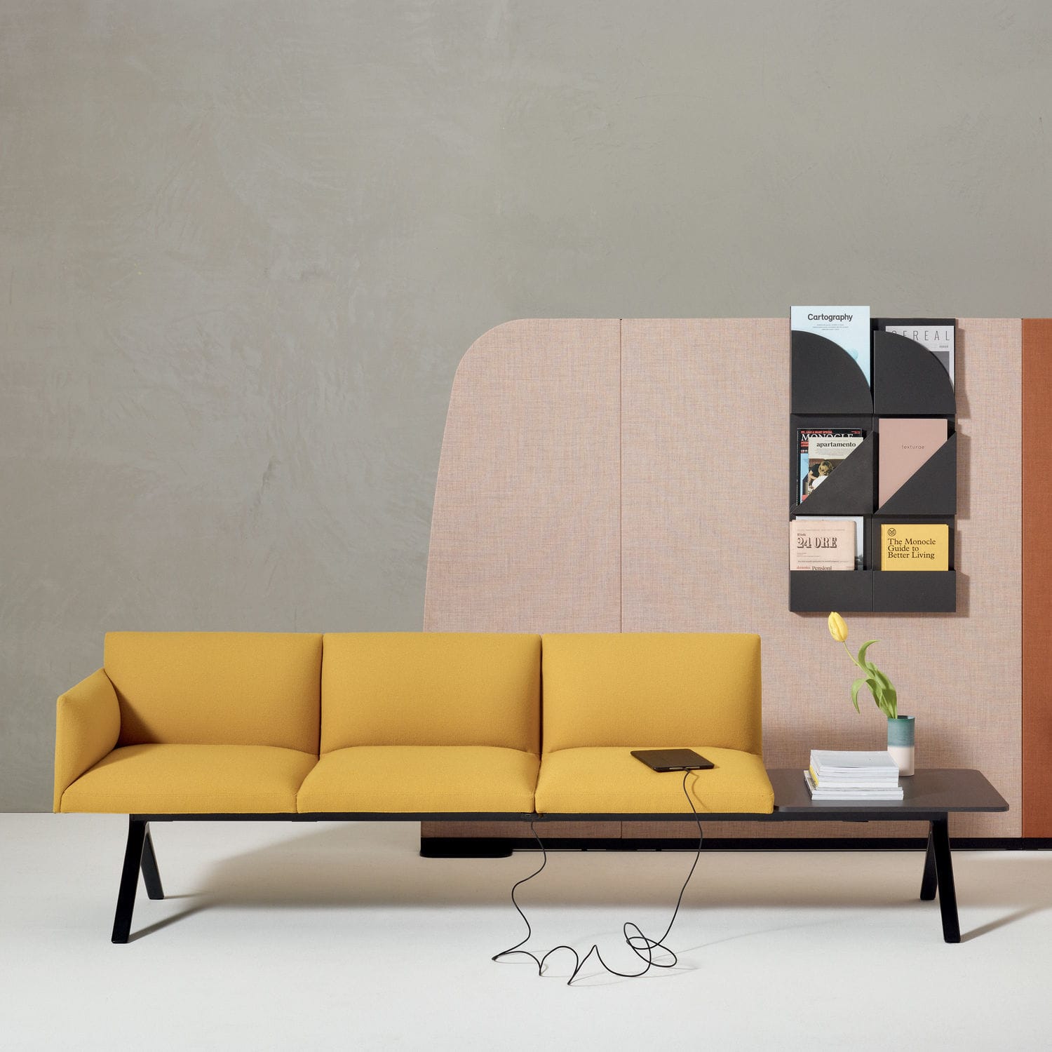 Modular upholstered bench - KIIK - Arper - contemporary / fabric / leather