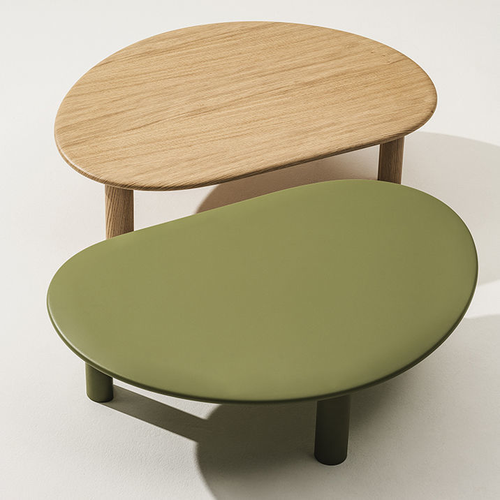 Contemporary coffee table - GHIA - Arper - wood veneer / MDF / terrazzo