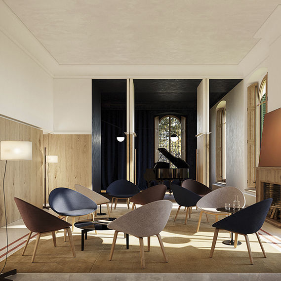 Contemporary armchair - ADELL - Arper - fabric / leather / synthetic ...