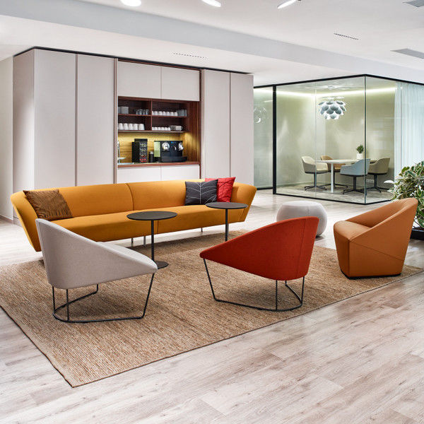 Contemporary armchair - COLINA - Arper - fabric / leather / wooden