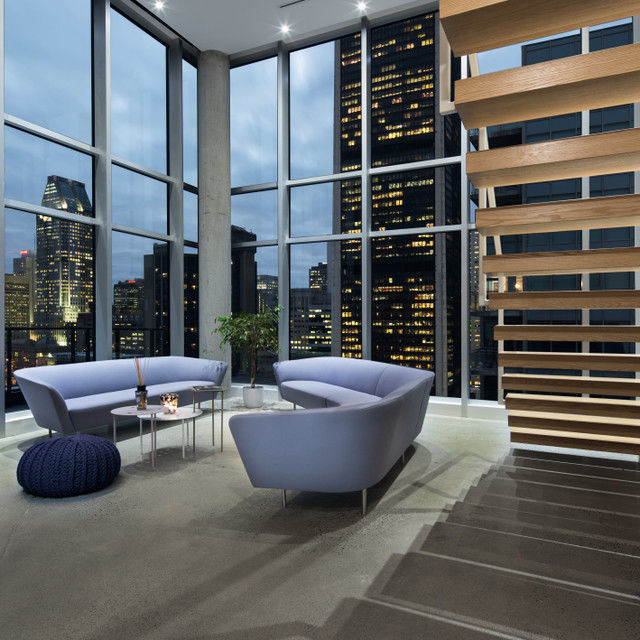 Contemporary sofa - LOOP - Arper - fabric / leather / synthetic leather