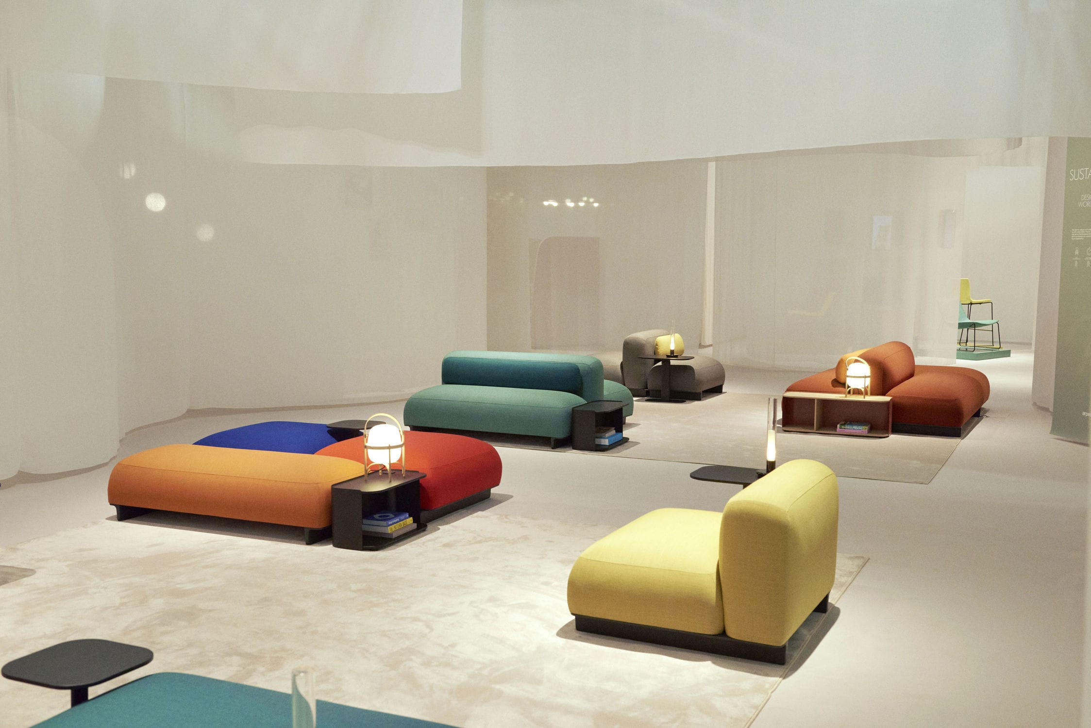 Contemporary fireside chair - RALIK - Arper - fabric / leather / tablet