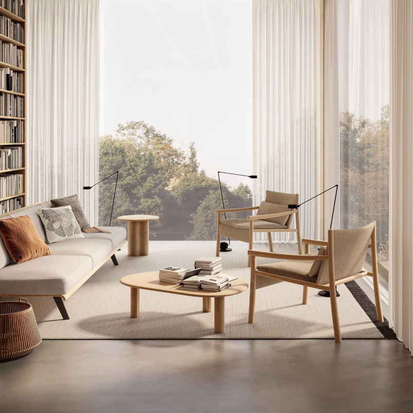 Contemporary coffee table - 7009 - Arper - wooden / MDF / oak