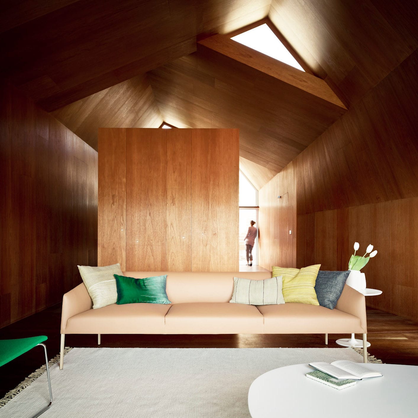 Contemporary sofa - SAARI - Arper - fabric / leather / synthetic leather