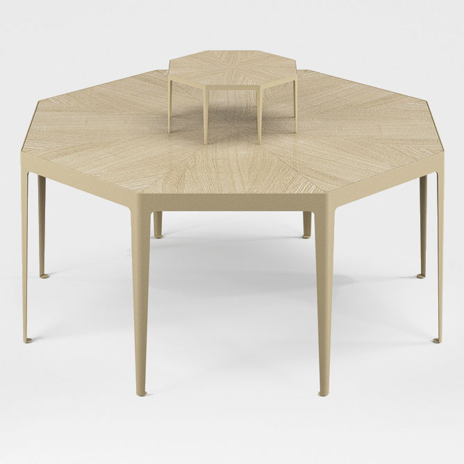 Contemporary dining table - AZAL - Autoban - oak / metal / octagonal