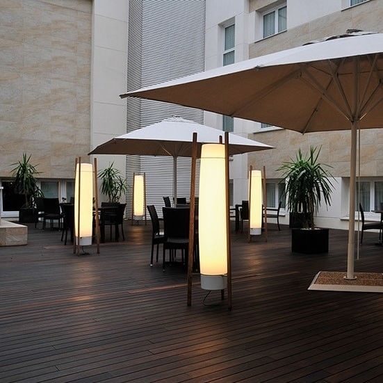 Contemporary light column - INN SIDE - B.LUX - wooden / opal / LED