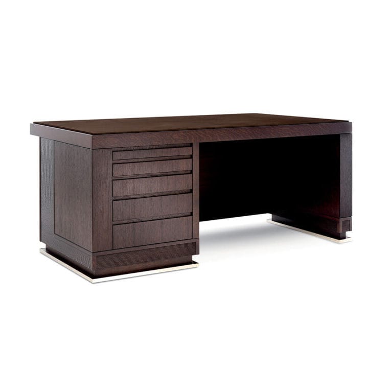 Contemporary desk - ICS - CECCOTTI COLLEZIONI - oak / plywood / leather