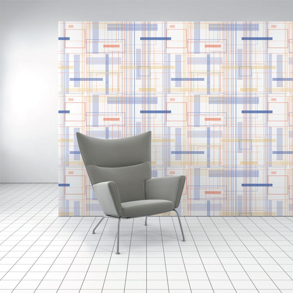 Interior wall-covering - CITY GRID - Design Tex - polyester / printed ...