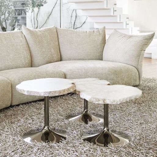 Contemporary coffee table - CICLADI - edra - alabaster / metal base ...