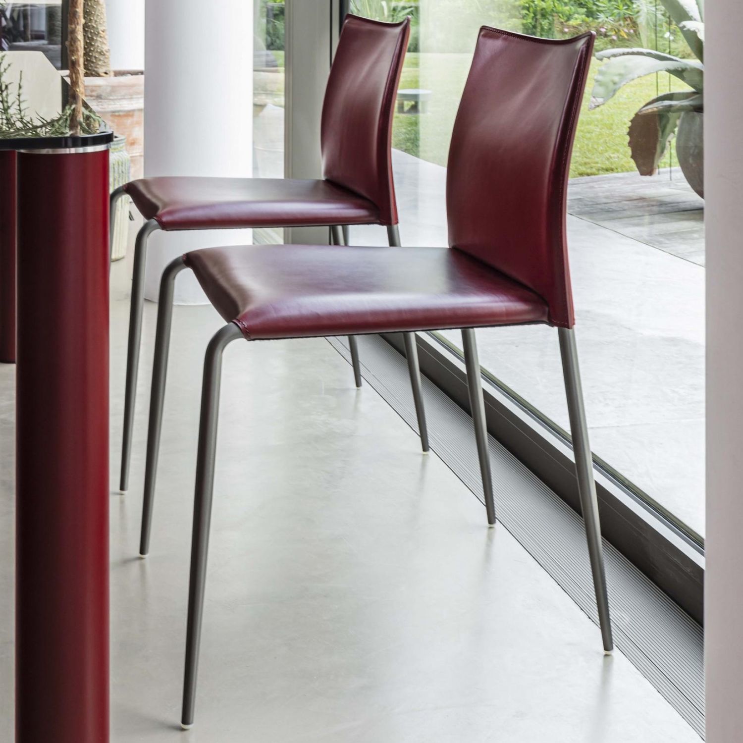 Contemporary chair - GAZZELLA - ENRICO PELLIZZONI - indoor / leather / felt