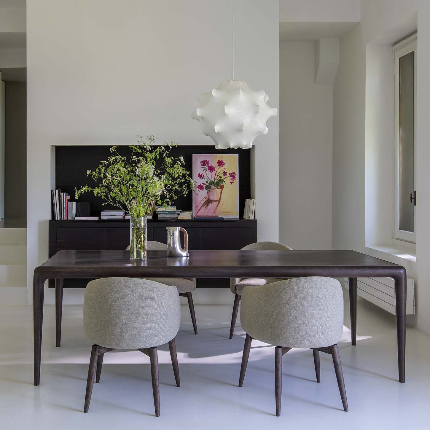 Contemporary dining table - Gaudí - Flou - glass / solid wood base ...