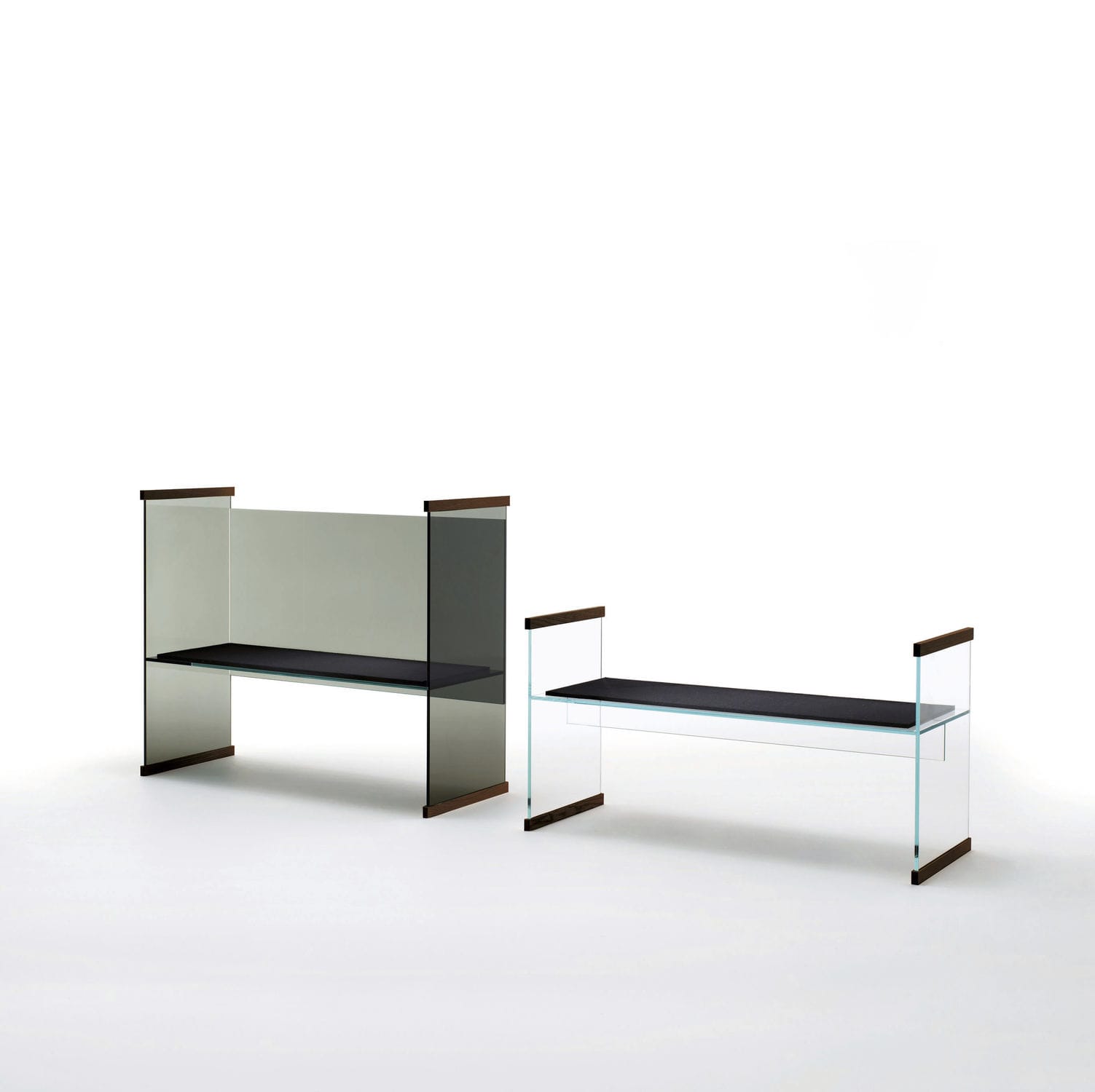 Contemporary bench - DIAPOSITIVE - GLAS ITALIA - wooden / glass / with ...