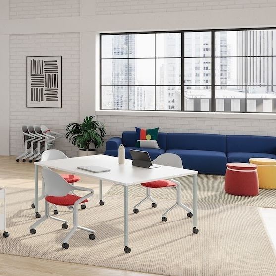 Contemporary classroom table - OE1 - Herman Miller - melamine / metal ...