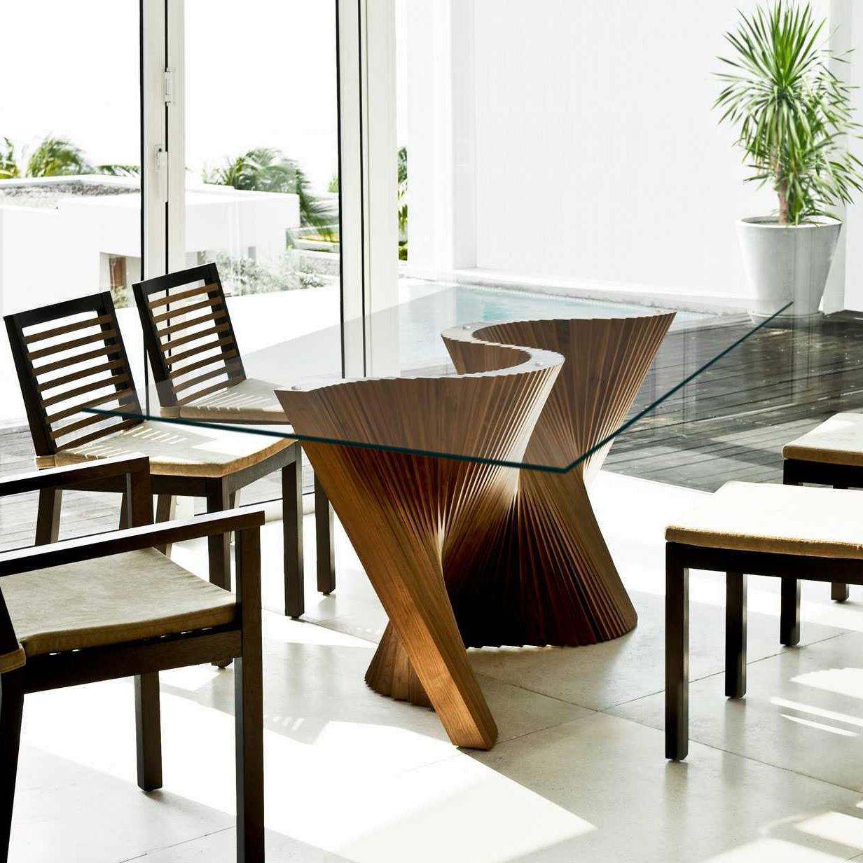 Contemporary dining table - WAVE - Kenneth Cobonpue - walnut / solid ...