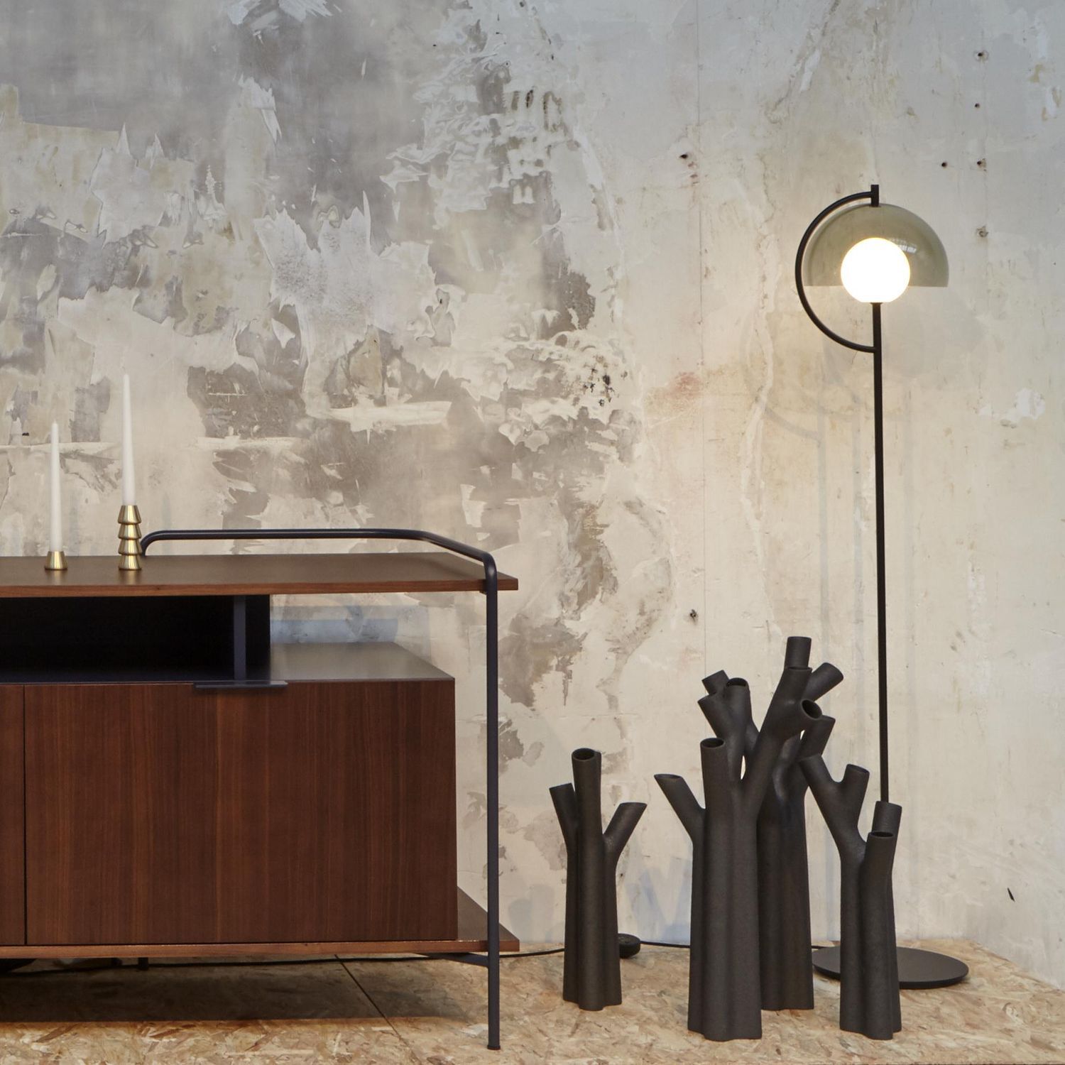 Floor-standing lamp - HOOD LAMP - Ligne Roset - steel / smoked glass ...