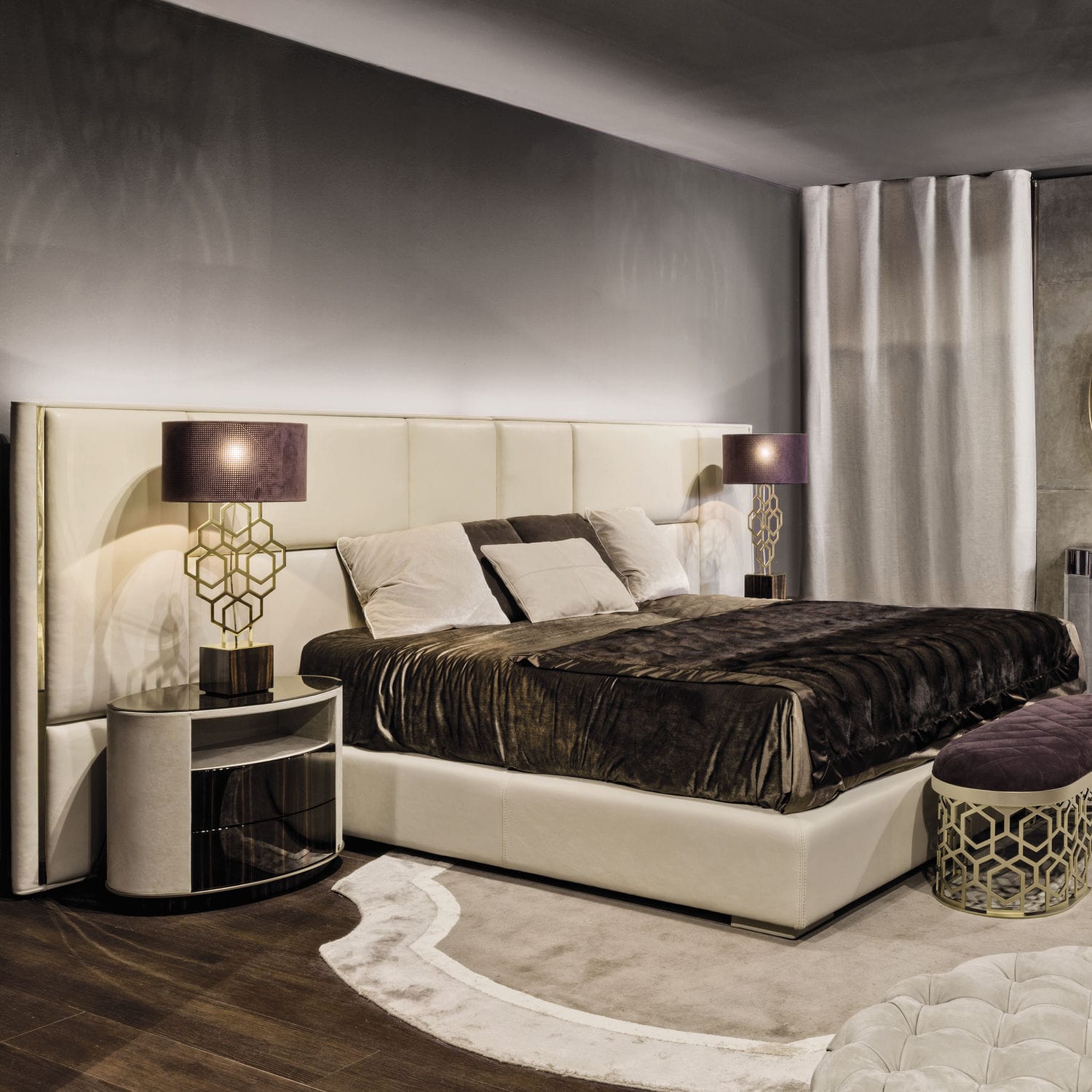 Double bed - AMY - LONGHI S.p.a. - contemporary / upholstered / with ...