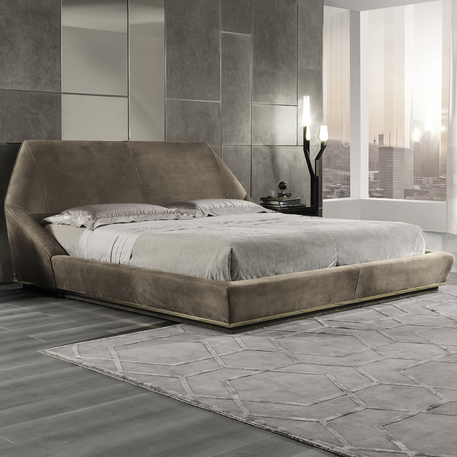 Double bed - YUME - LONGHI S.p.a. - contemporary / upholstered / with ...