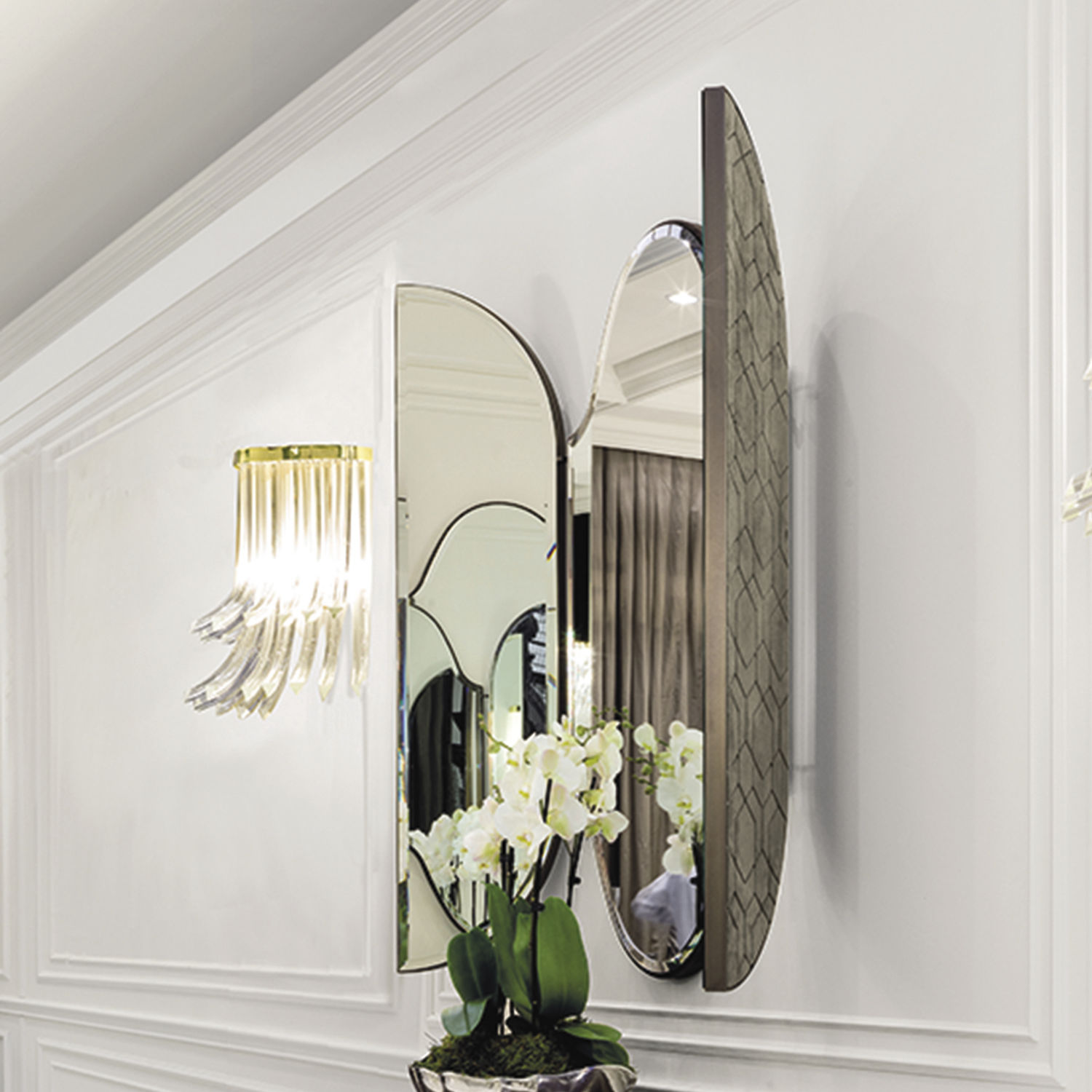 Wall-mounted mirror - MIRAGE - LONGHI S.p.a. - contemporary / oval / metal