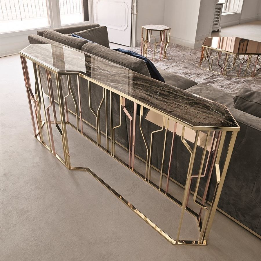 Contemporary sideboard table - GINZA - LONGHI S.p.a. - marble / bronze ...
