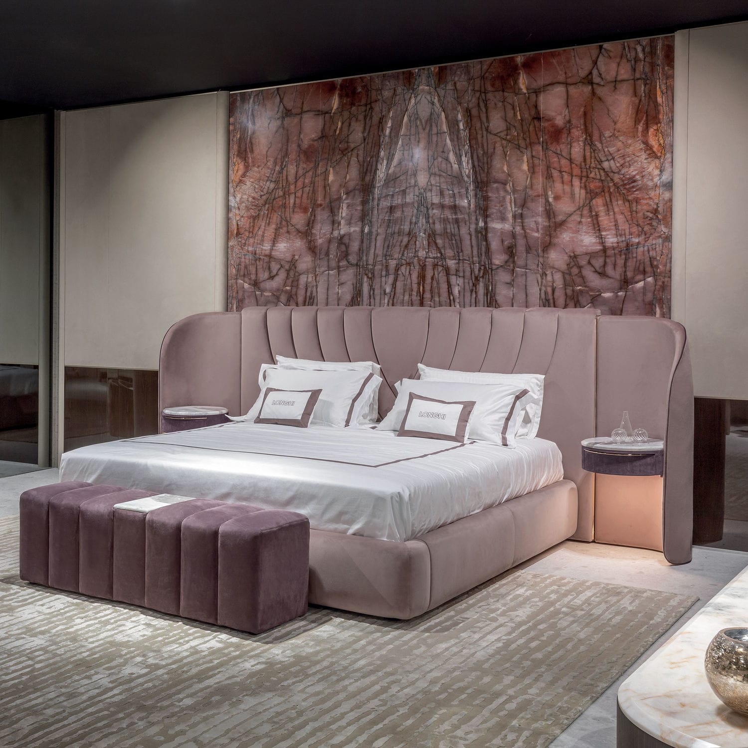 Double bed - ADELE - LONGHI S.p.a. - contemporary / with upholstered ...