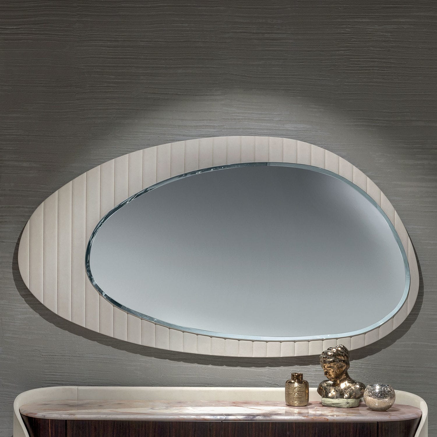 Wall-mounted mirror - AURORA - LONGHI S.p.a. - contemporary / leather ...